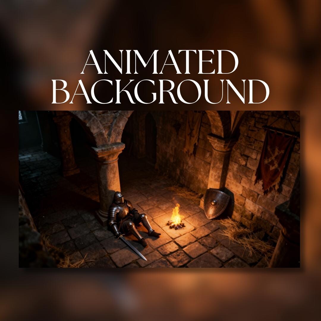 Animated Background | Weary Knight Resting by Campfire in Ancient Stone ...