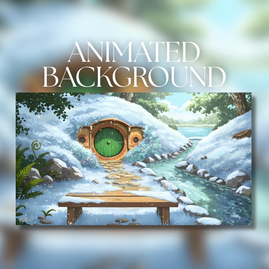 Animated Background | Cozy Winter Hobbit Home by the Stream | Snowy ...