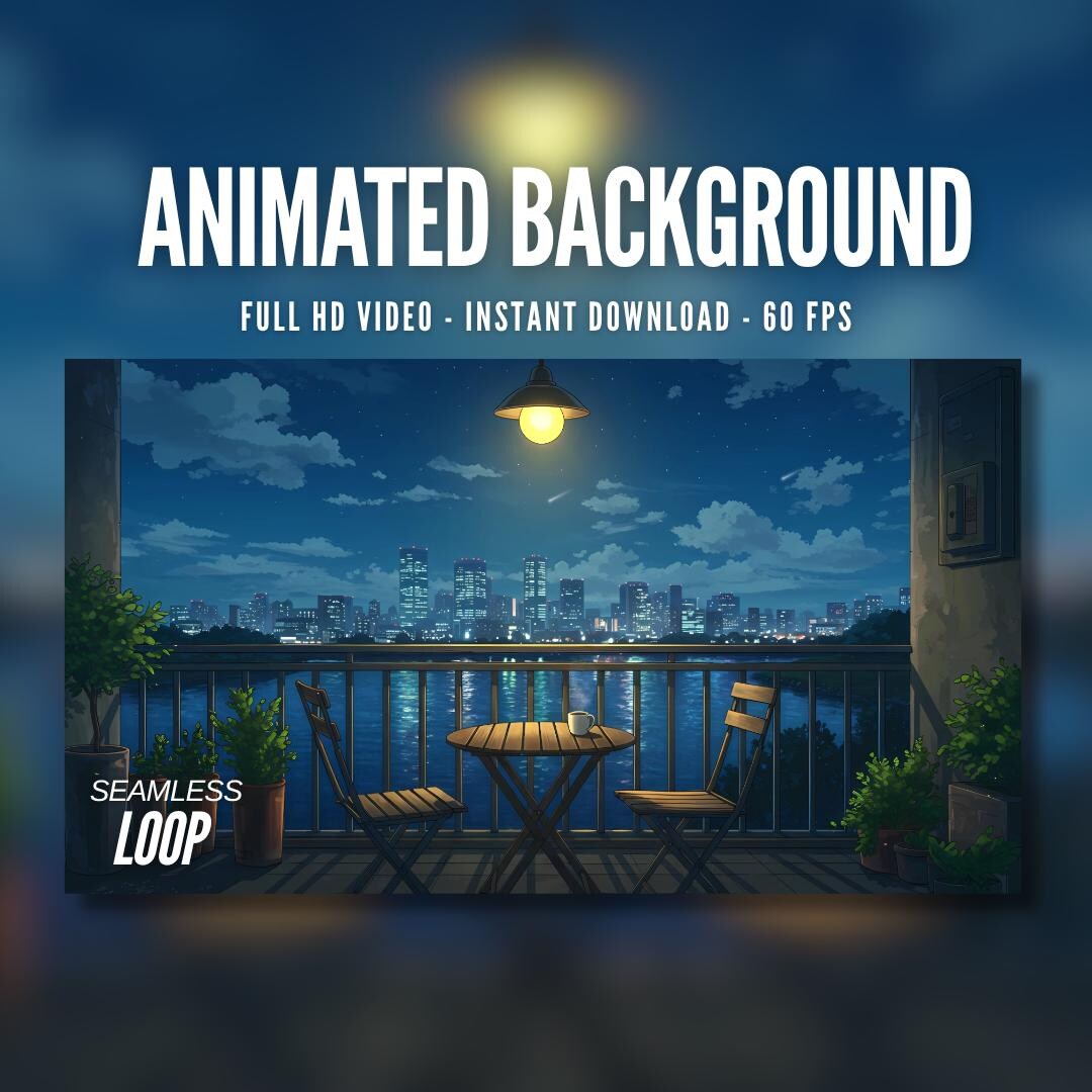 Animated Background | City View From Balcony | Night Sky With Shooting ...