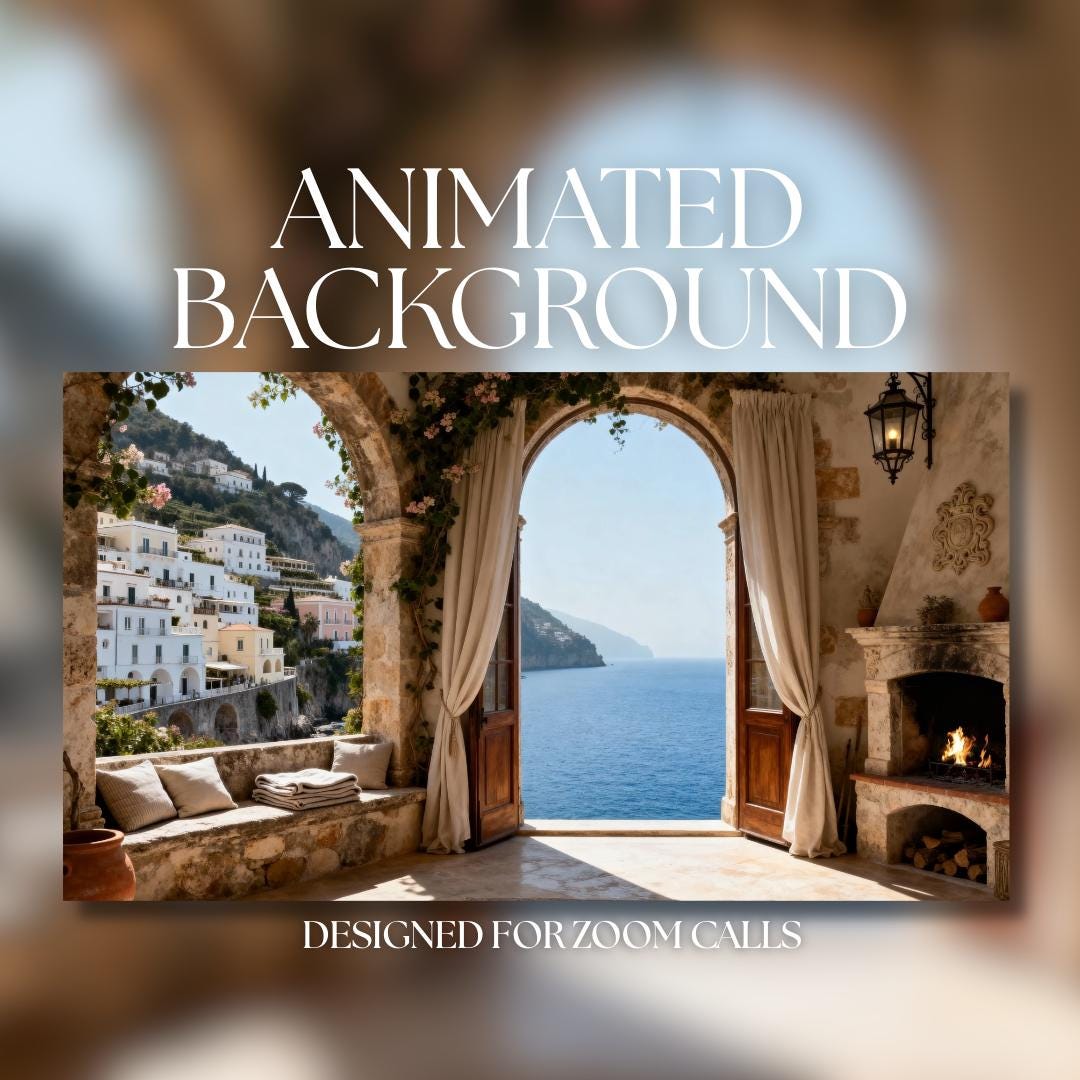 Animated Background | Amalfi Coast Interior With Fireplace | Luxury ...