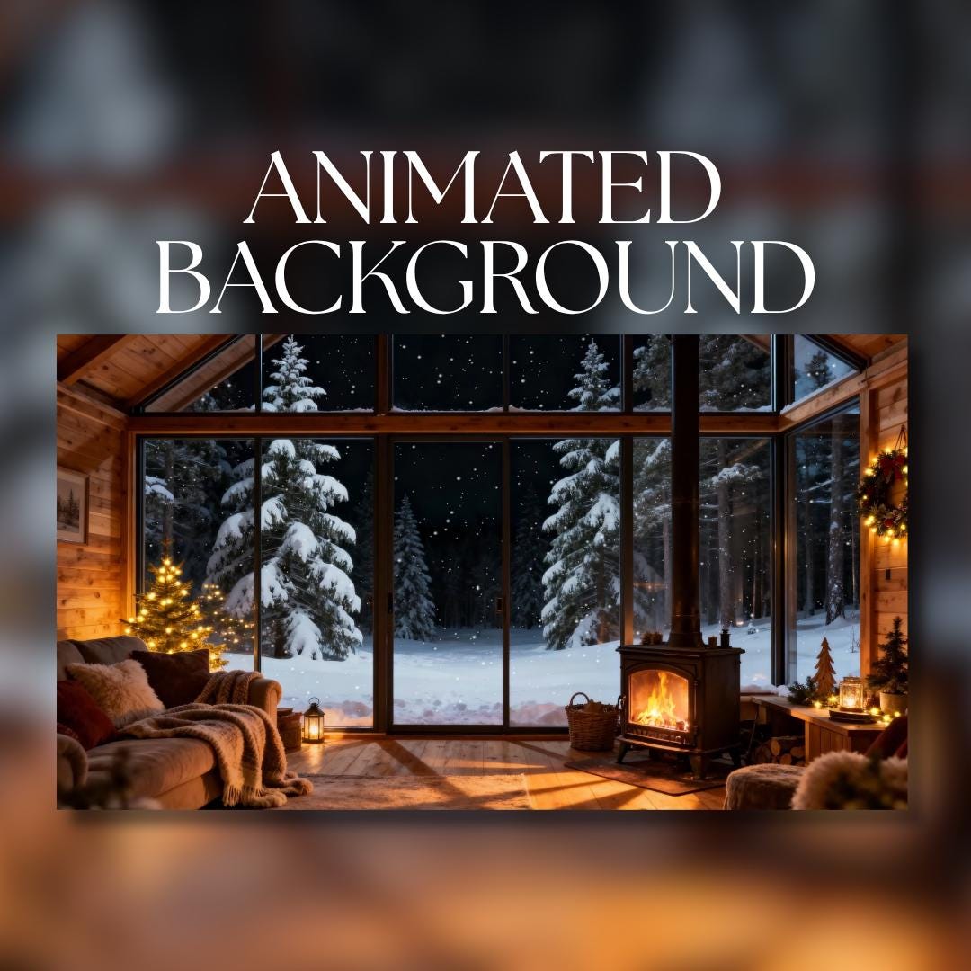 Animated Background | Cozy Winter Cabin Interior With Fireplace ...