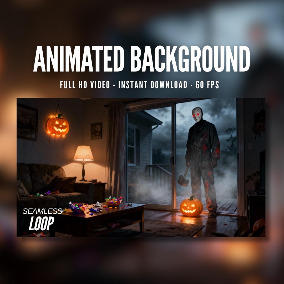 Animated Background | Haunted Halloween Living Room With Masked ...
