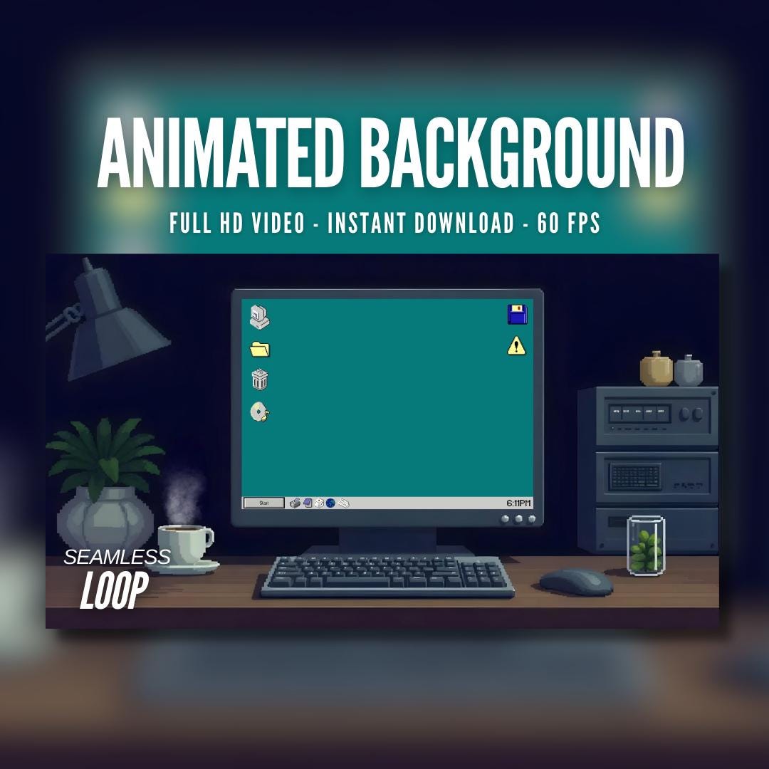 Animated Background | Computer Retro Setup | Coffee Cup | Computer ...