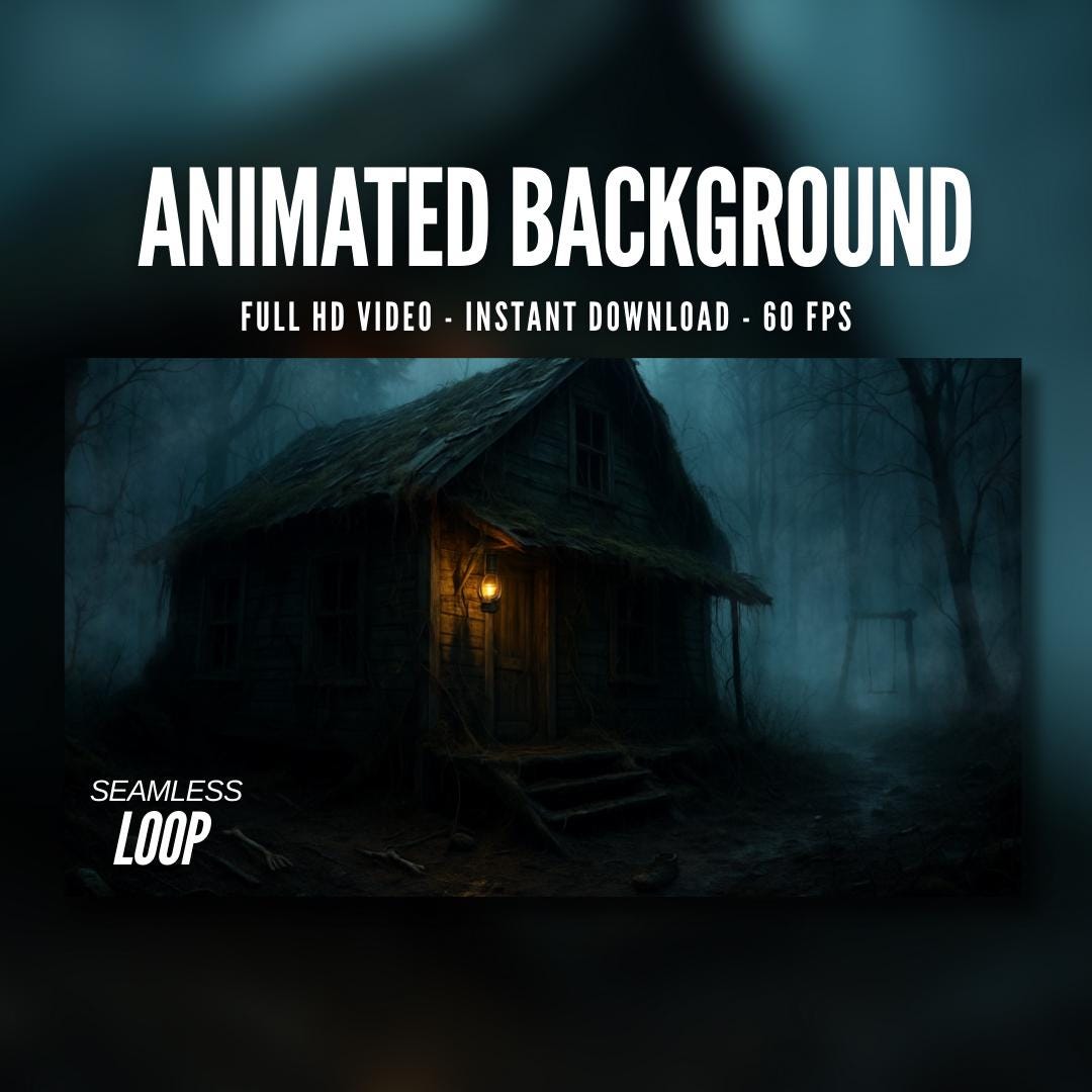 Animated Background | Abandoned Cabin in Haunted Forest | Eerie Night ...