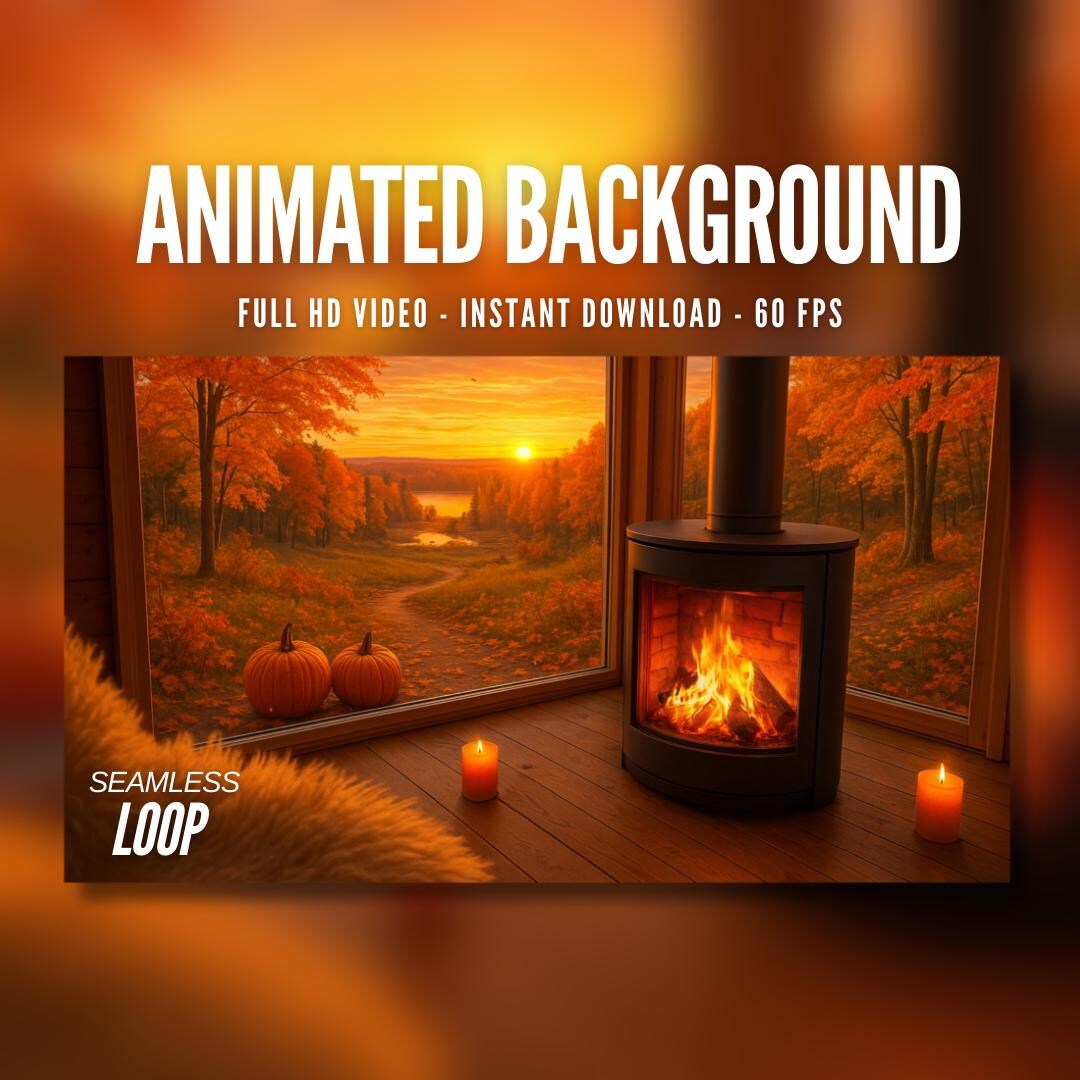 Animated Background | Cozy Autumn Lakeside Cabin | Warm Fire ...
