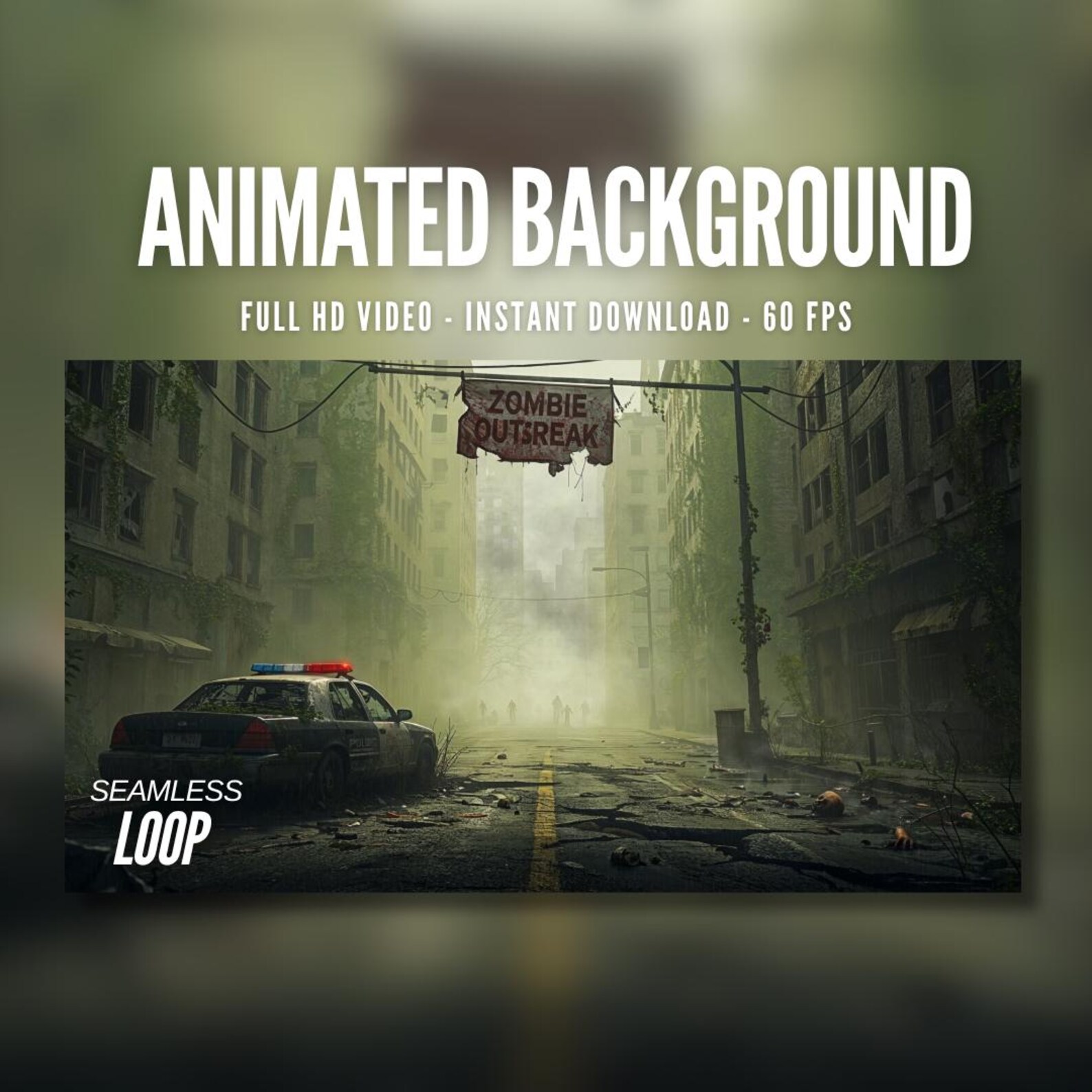 Animated Background | Zombie Outbreak City | Abandoned Police Car ...