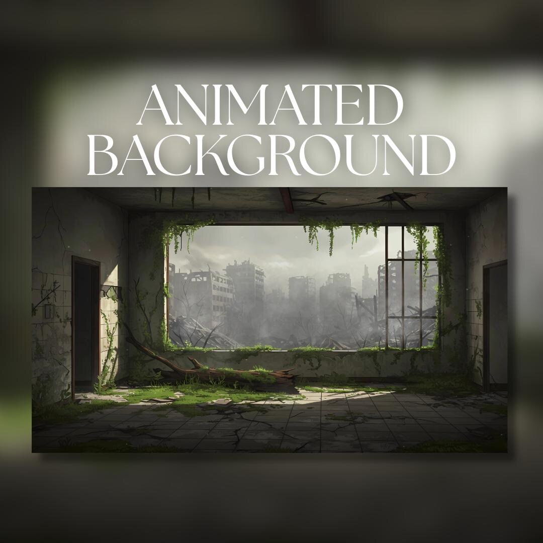 Animated Background | Abandoned Room Overlooking Overgrown City Ruins ...
