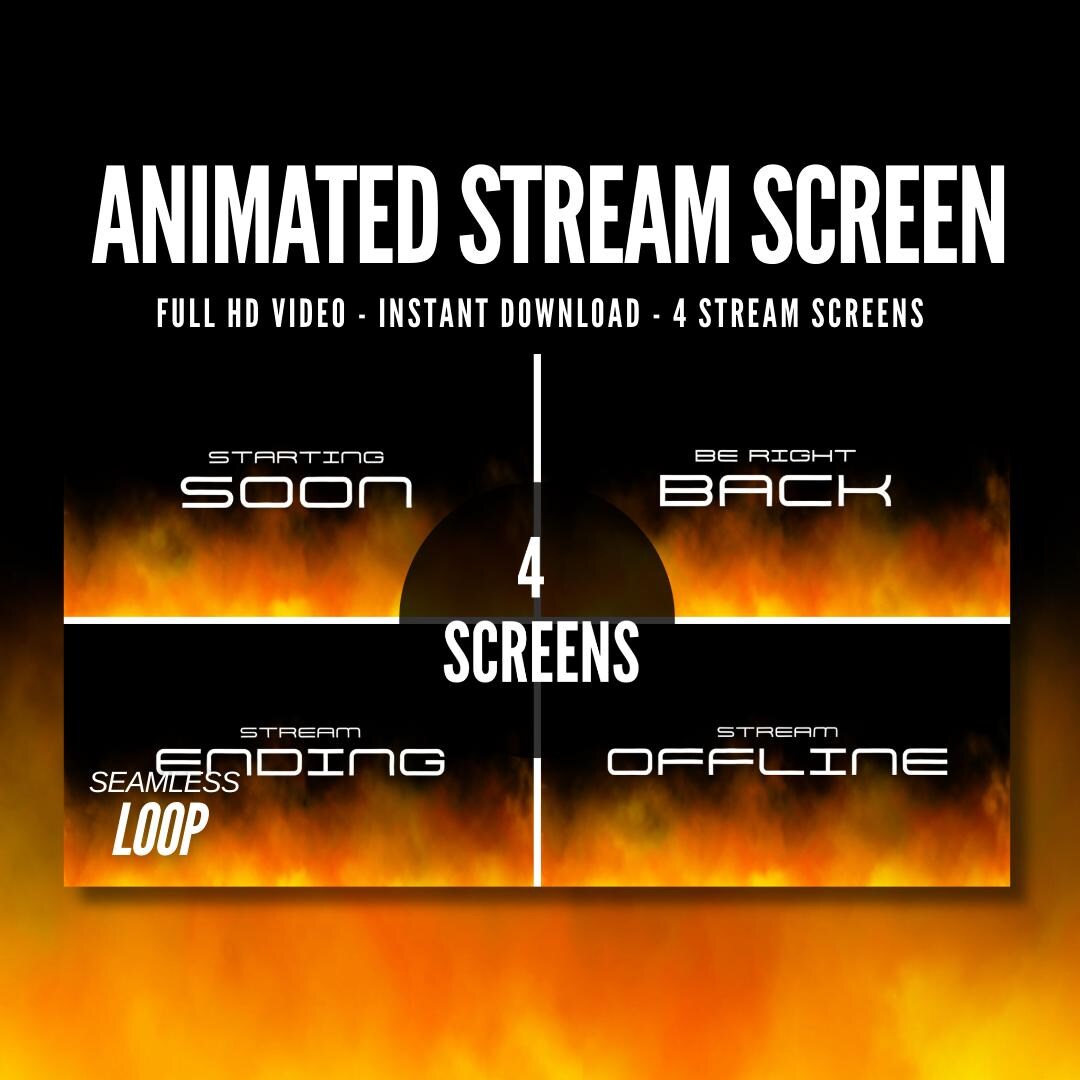 Animated Stream Screen 5 Fire Background Stream Screen 4 Screens Twitch ...