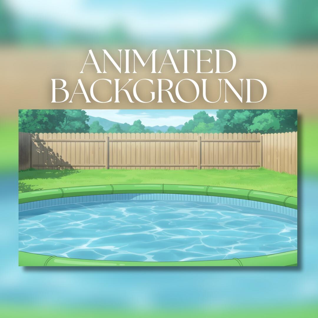 Animated Background | Summer Backyard Pool - Green | Peaceful Anime ...