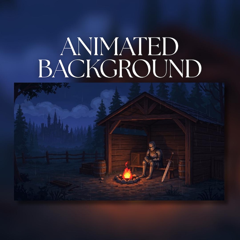 Animated Background | Pixel Art Knight by Campfire in Forest Shelter ...