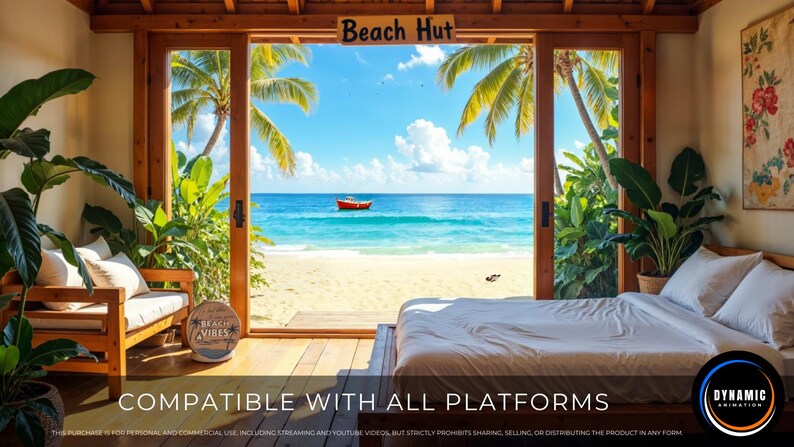 Animated Background | Tropical Beachfront Bedroom | Ocean View | Palm ...