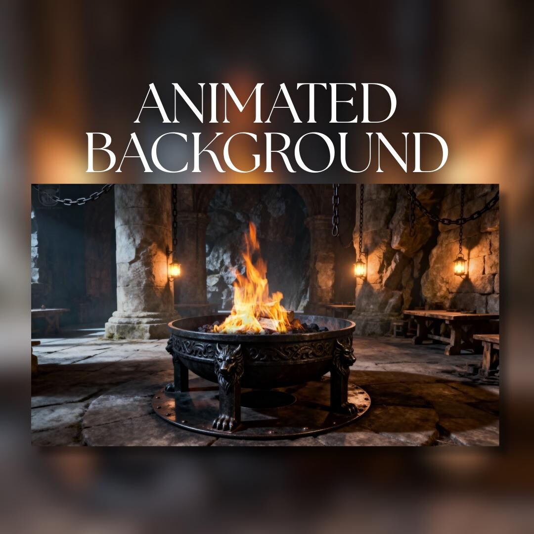 Animated Background | Medieval Stone Hall With Glowing Fire Pit ...