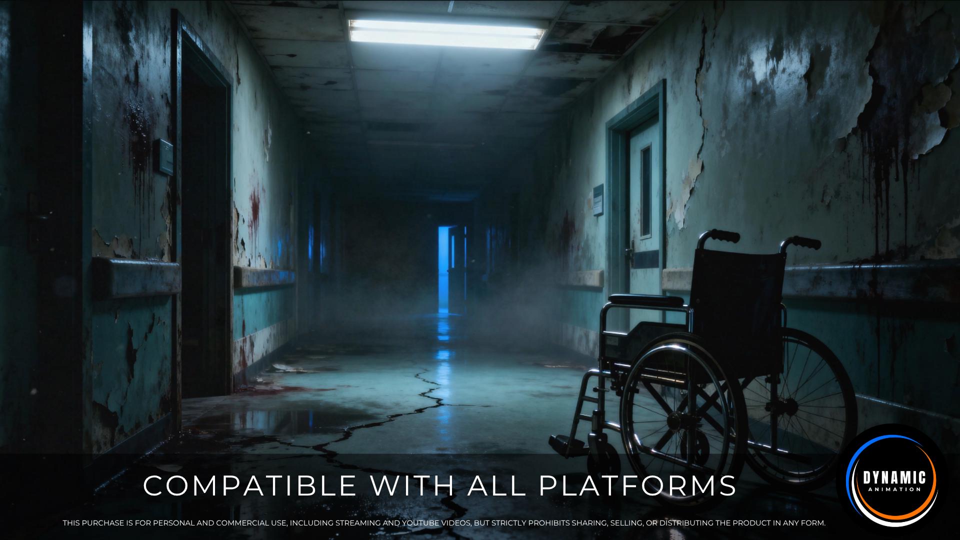 Animated Background | Abandoned Hospital Hallway With Wheelchair ...