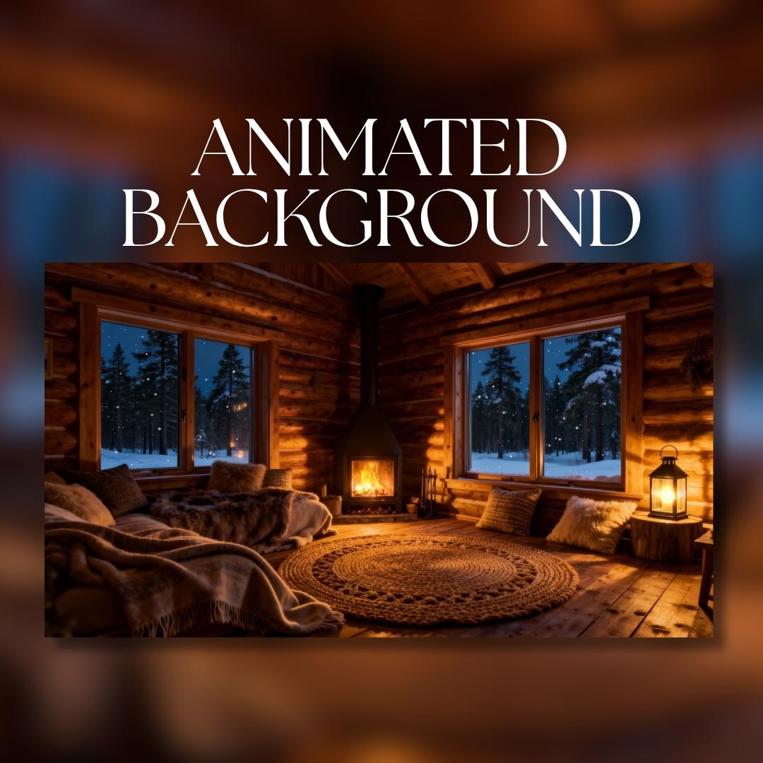 Animated Background | Cozy Winter Log Cabin Interior With Fireplace ...