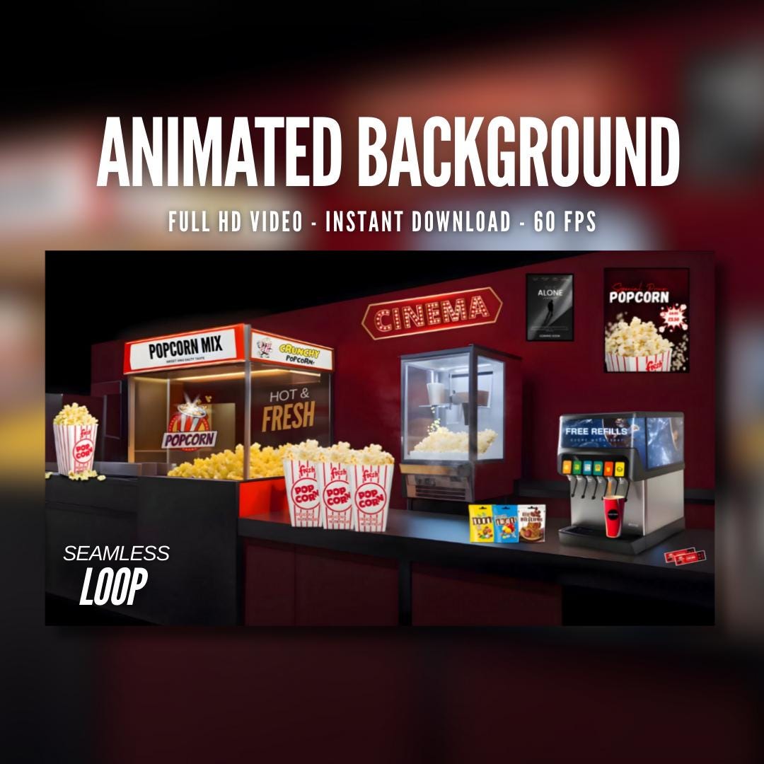 Animated Background 4 Cinema Snacks Counter Movie Night Twitch Stream ...