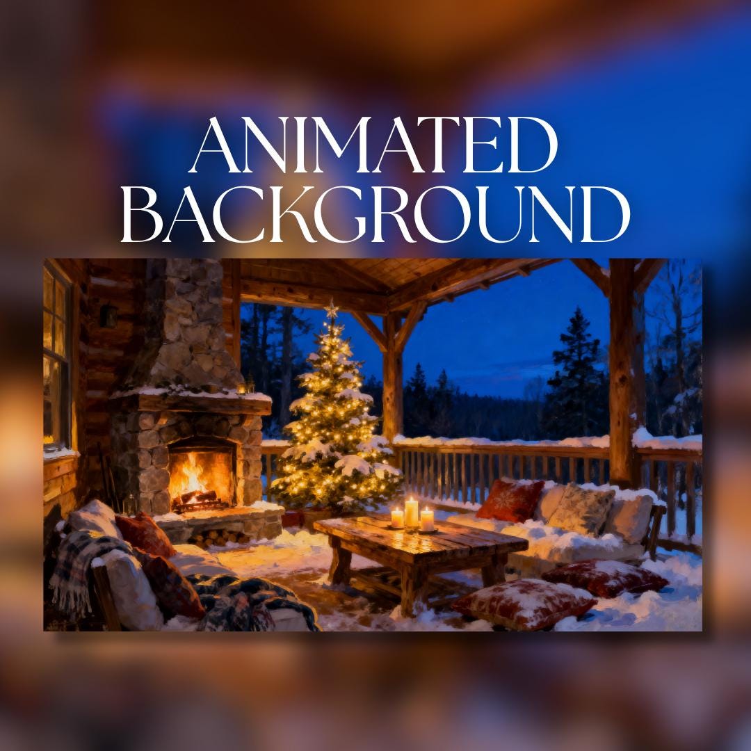 Animated Background | Cozy Cabin Porch With Fireplace & Christmas Tree ...