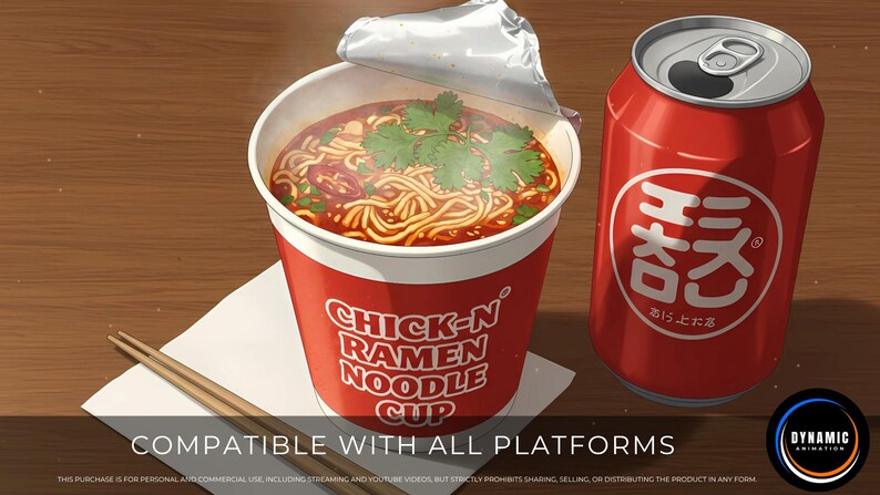 Animated Background | Ramen Noodle Cup With Soda Can | Cozy Tabletop ...