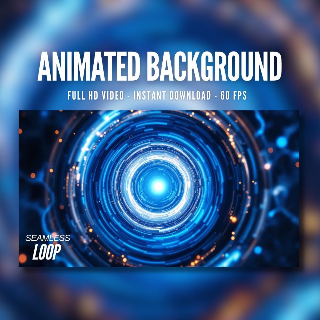 Animated Background | Futuristic Blue Sci-fi Portal Tunnel | Digital ...