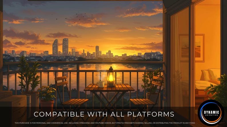 Animated Background | Sunset Balcony With City View | Warm Apartment ...