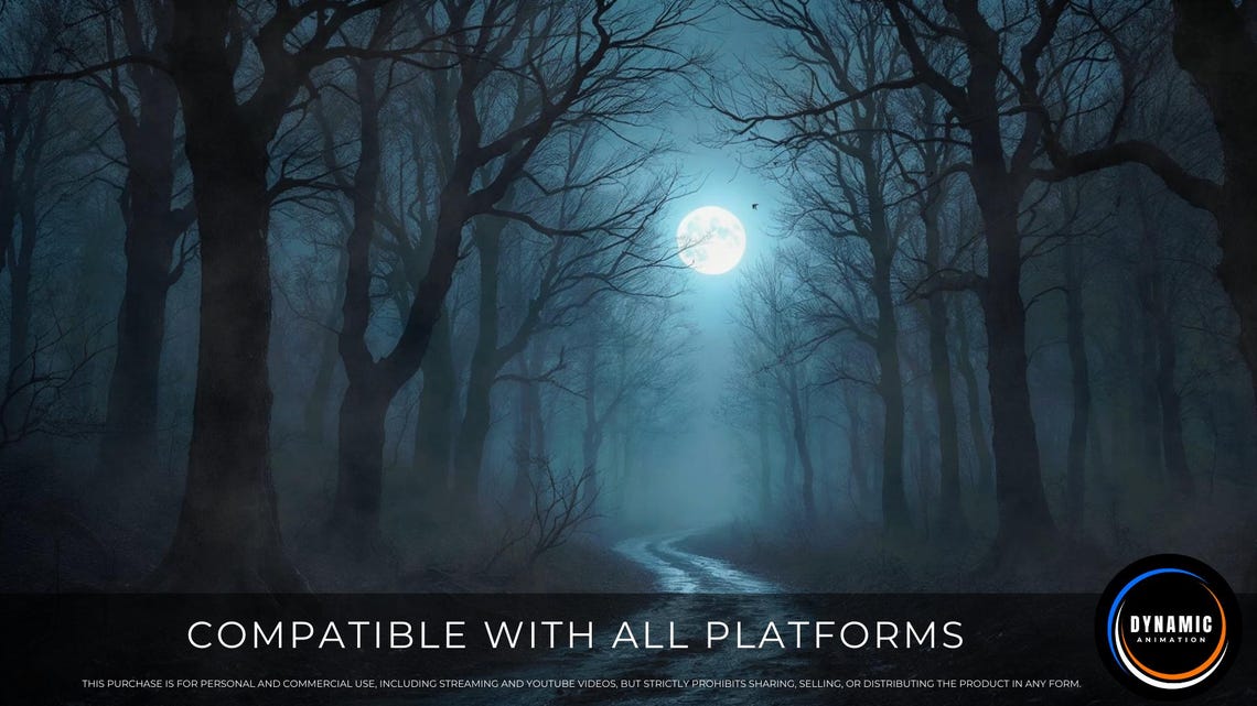 Animated Background | Haunted Forest Path at Night With Full Moon ...