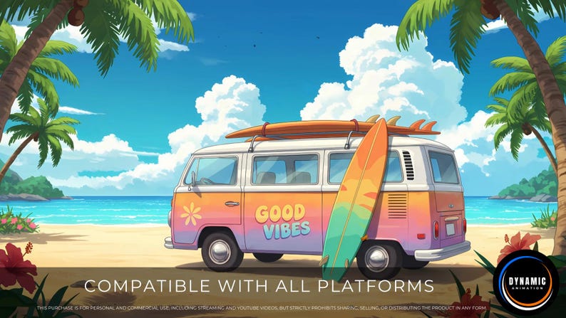 Animated Background | Surf Van | Tropical Beach | Good Vibes | Ocean ...