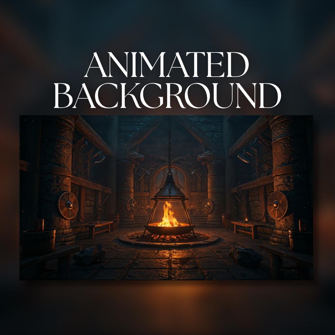 Animated Background | Viking Longhouse Firepit | Nordic Hall Interior ...