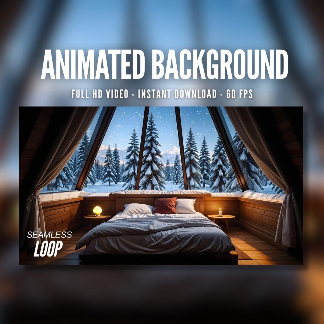 Animated Background 89 Cozy Lapland Cabin Snow Window Cozy Bedroom ...