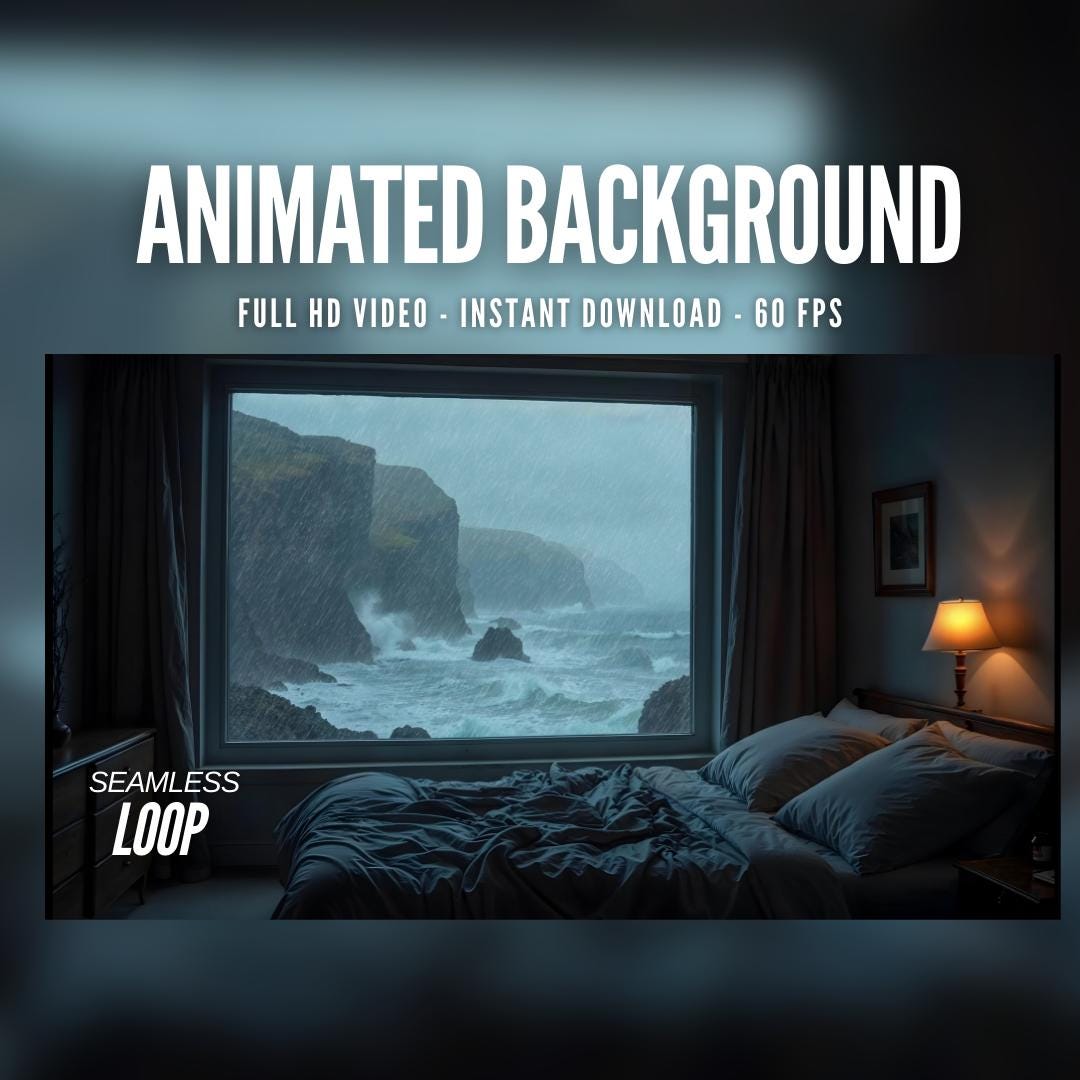 Animated Background 44 Stormy Sea Bedroom Ocean View Coastal Landscape ...