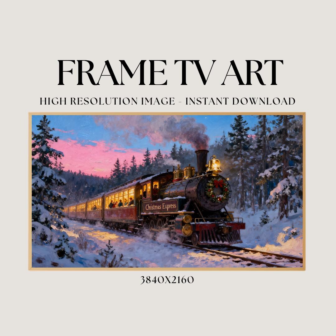 Frame TV Art | Christmas Express Steam Train in Snowy Forest | Magical ...