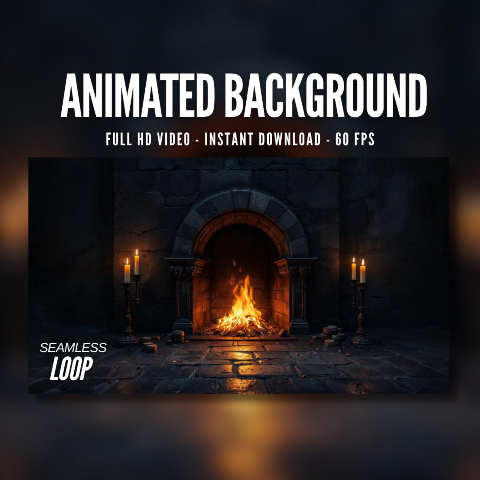 Animated Background | Medieval Fireplace | Dark Stone Room | Lit ...