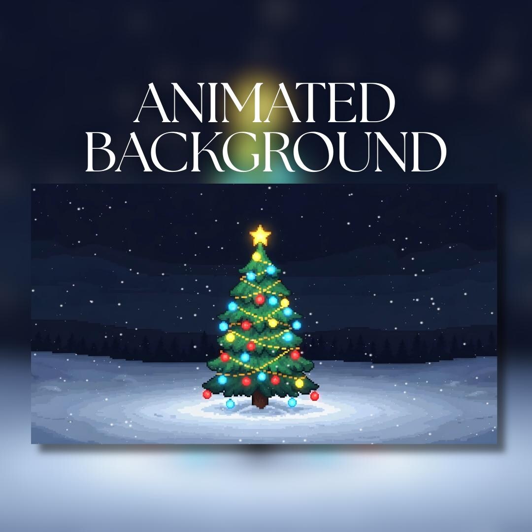 Animated Background | Pixel Art Christmas Tree in Snowy Night Landscape ...