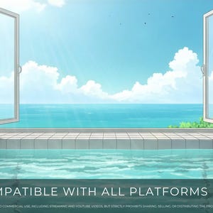 Animated Background | Anime Indoor Pool With Ocean View | Open Windows ...