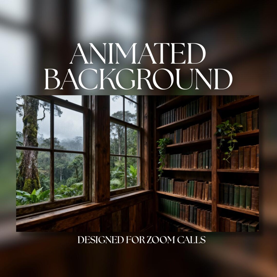 Animated Background | Cozy Forest Library With Rainy Window | Wooden ...
