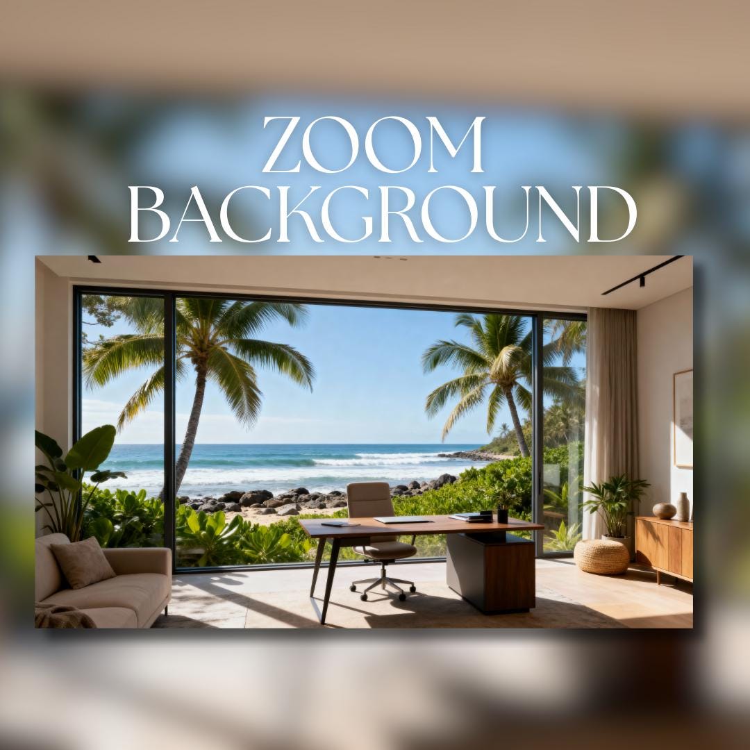 Zoom Background | Tropical Beachfront Home Office With Ocean View ...