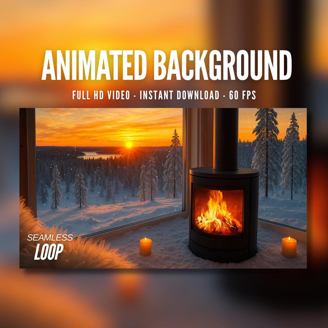 Animated Background | Cozy Winter Cabin | Warm Fire | Candlelight ...
