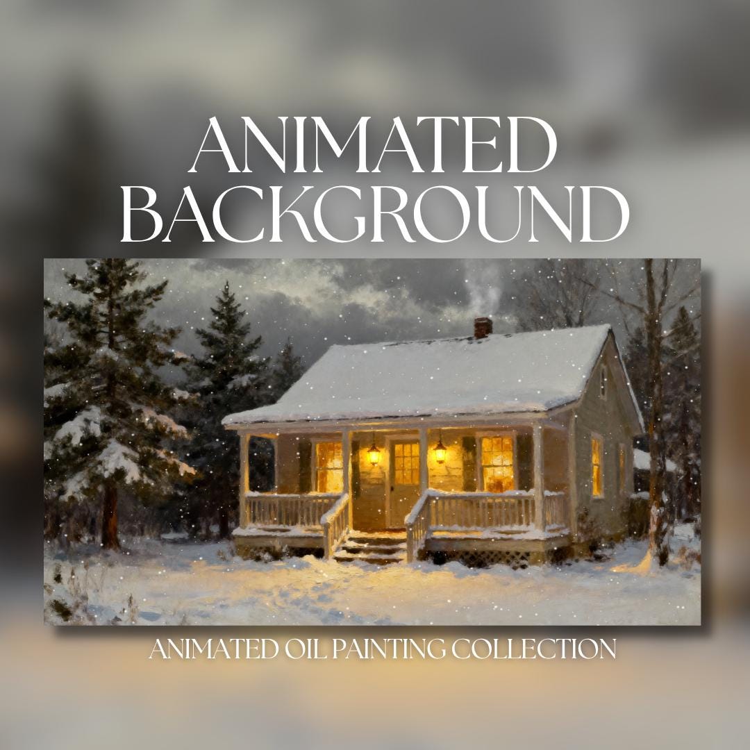 Animated Background | Snowy Cabin With Warm Lights | Peaceful Winter ...