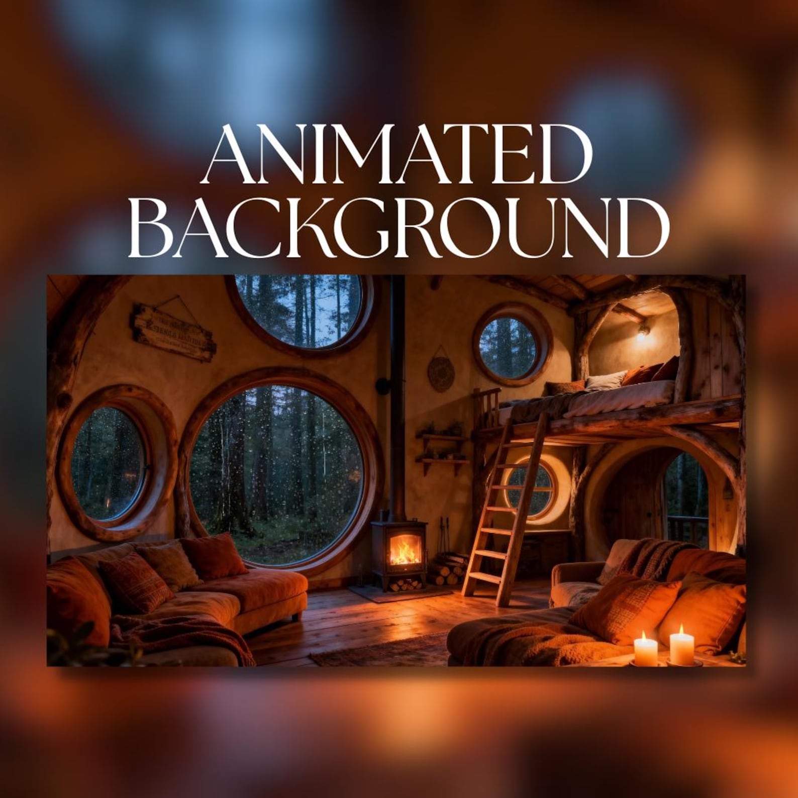 Animated Background | Cozy Hobbit Forest Home | Round Windows ...