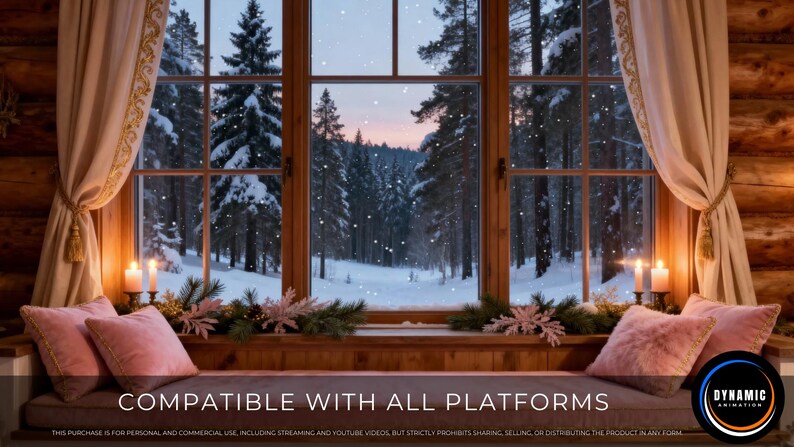 Animated Background | Cozy Winter Window Seat | Snowy Forest Cabin View ...