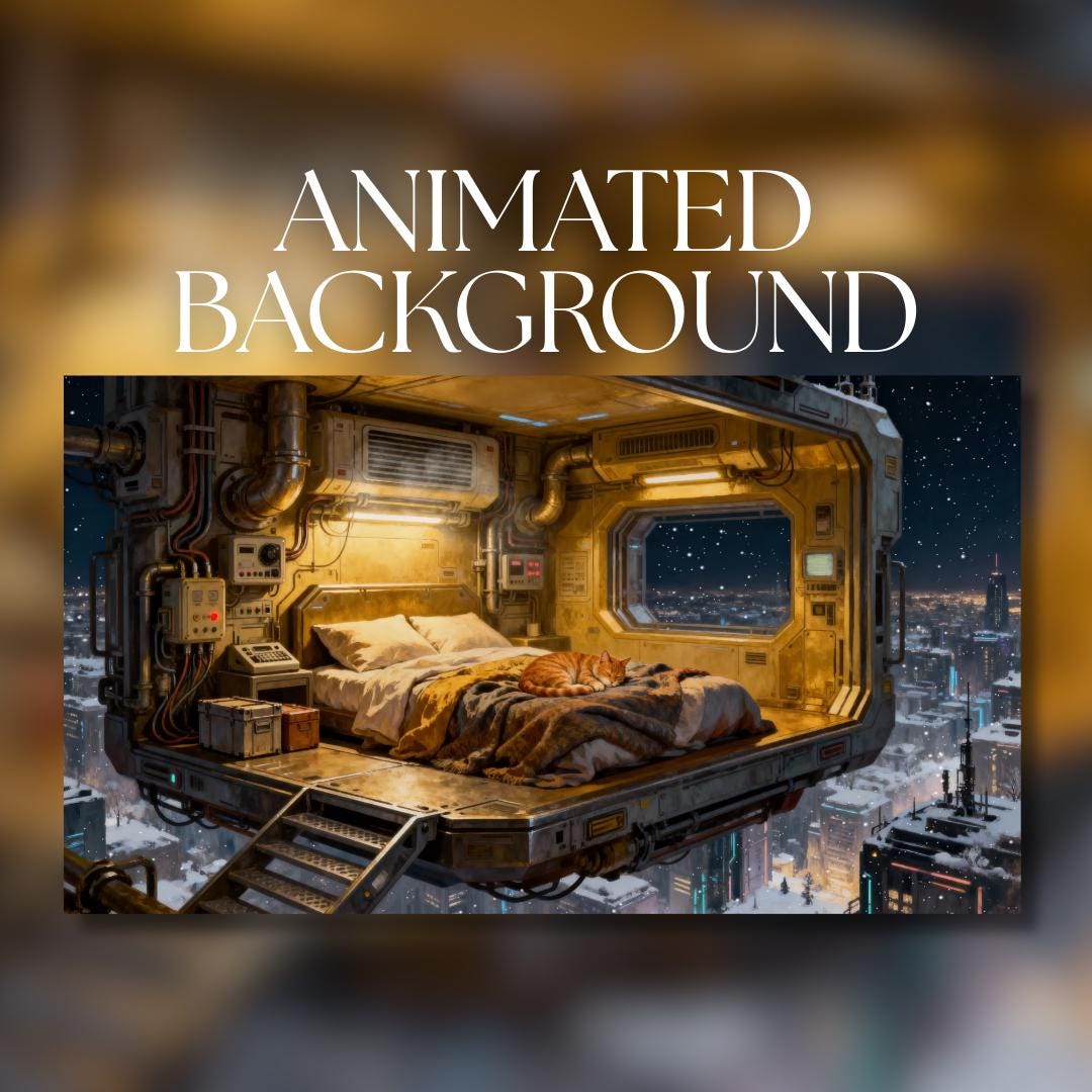 Animated Background | Futuristic Loft Bedroom Pod | Snowy Cyber City ...