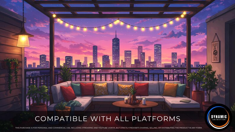 Animated Background | Rooftop Lounge With City Sunset View | Cozy ...