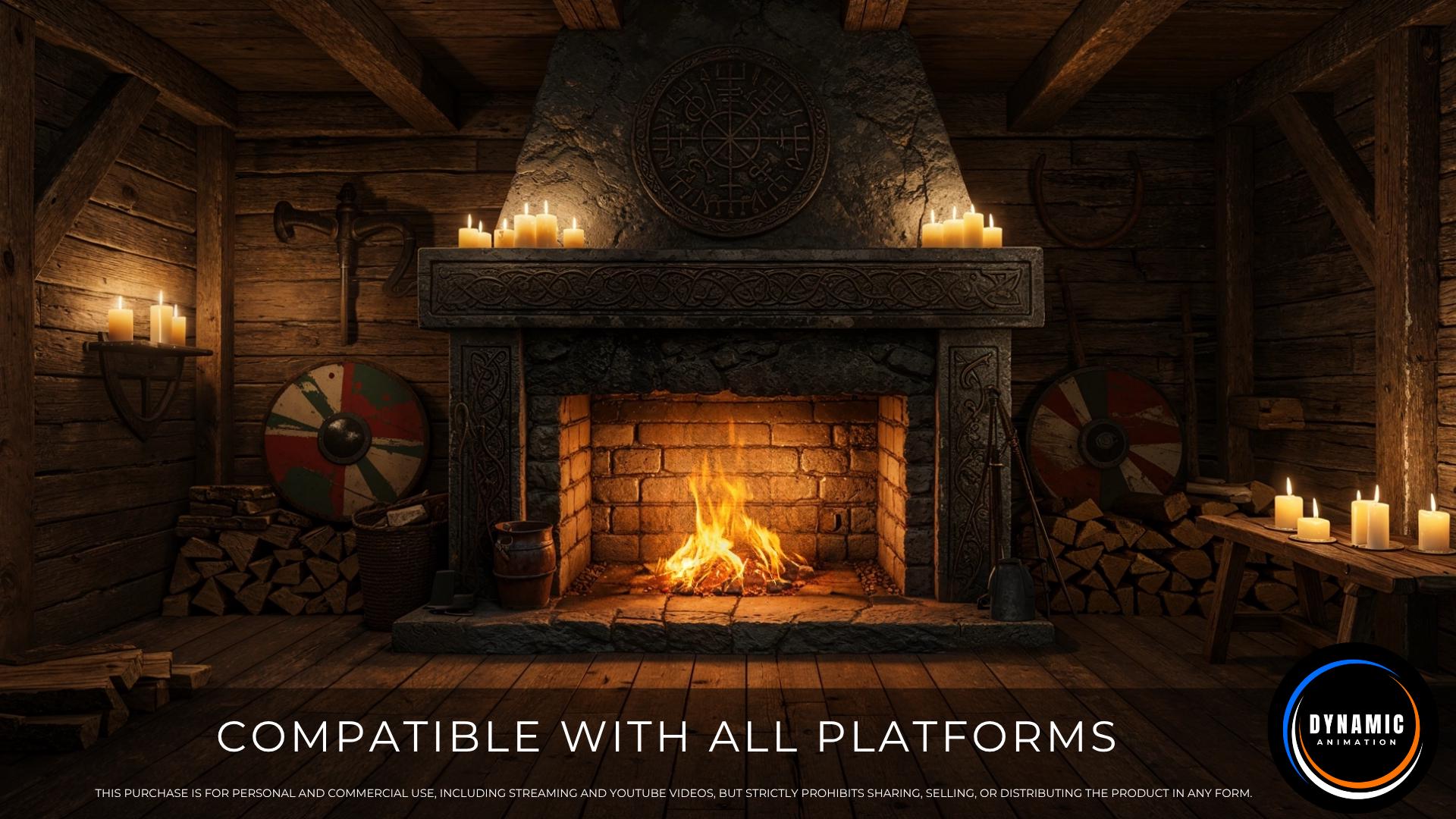 Animated Background | Viking Fireplace | Wooden Room | Lit Candles ...