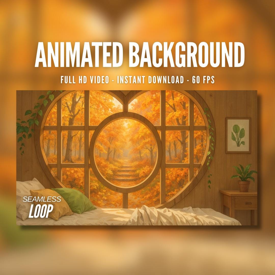 Animated Background | Cozy Autumn Cabin | Heart Window | Falling Leaves ...