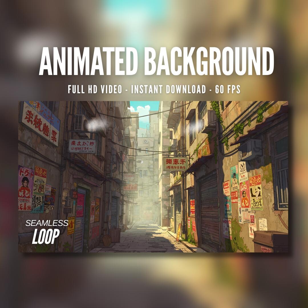 Animated Background | Urban Alleyway | Sunlit Narrow Street | Posters ...