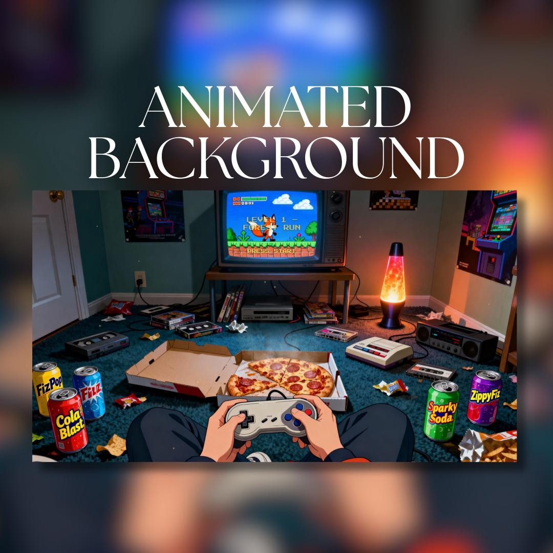 Animated Background | Retro Gaming 90s Bedroom With Pizza & Lava Lamp ...