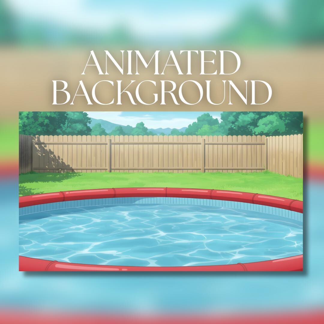 Animated Background | Summer Backyard Pool - Red | Peaceful Anime ...