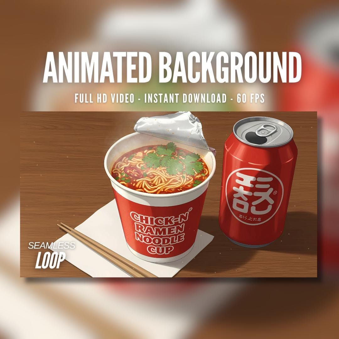 Animated Background | Ramen Noodle Cup With Soda Can | Cozy Tabletop ...