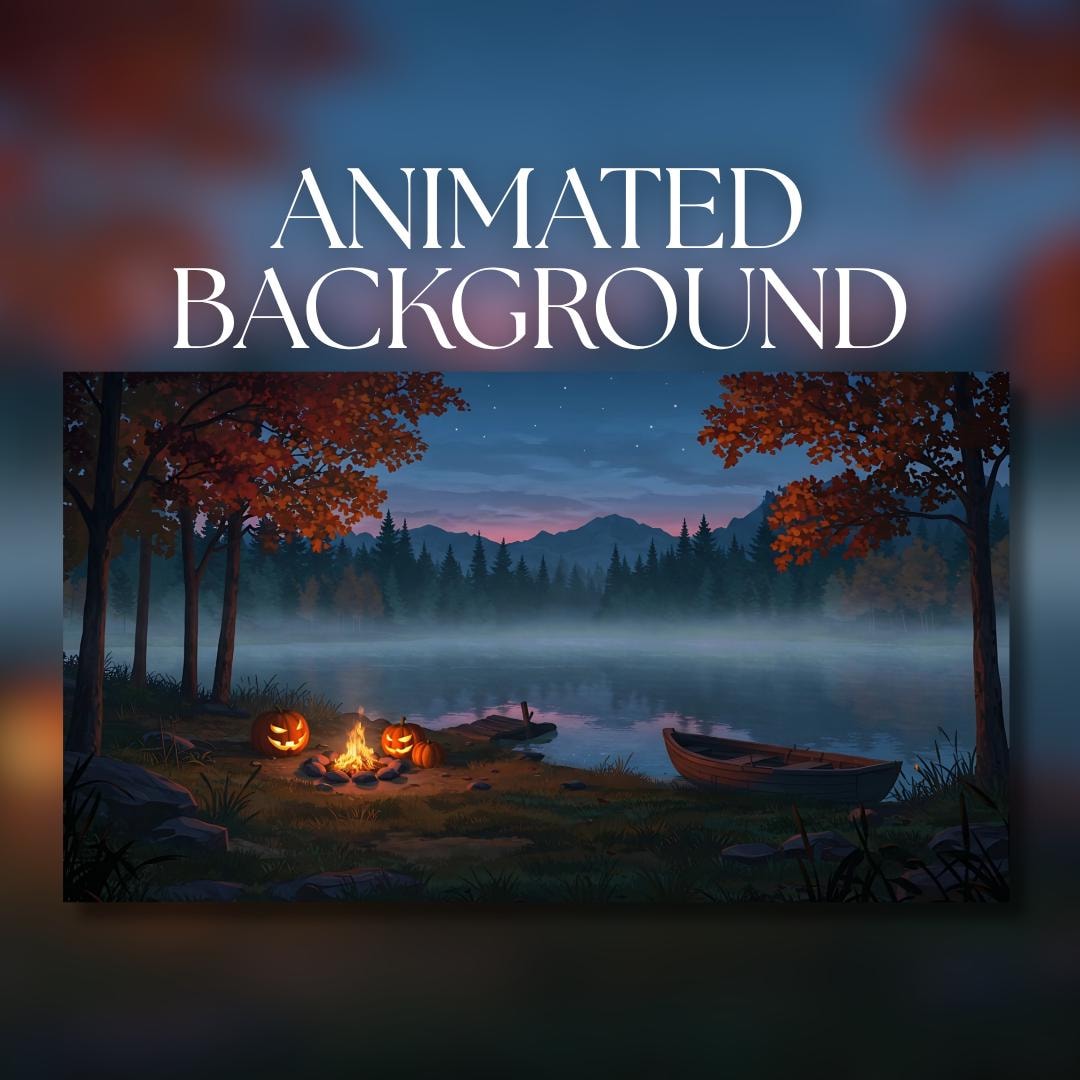 Animated Background | Misty Lake With Campfire, Jack-o’-lanterns ...