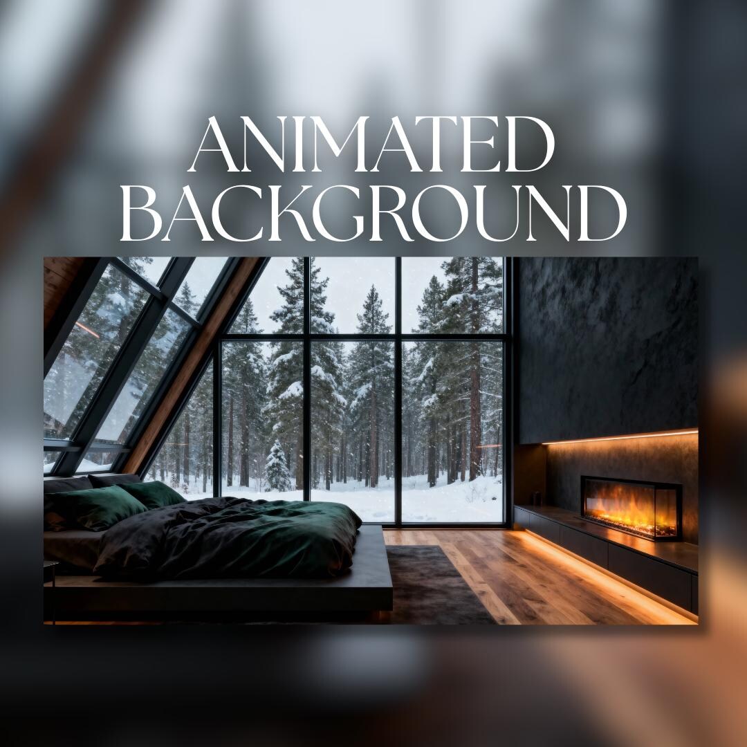 Animated Background | Modern Glass Cabin Winter View | Snowy Forest ...