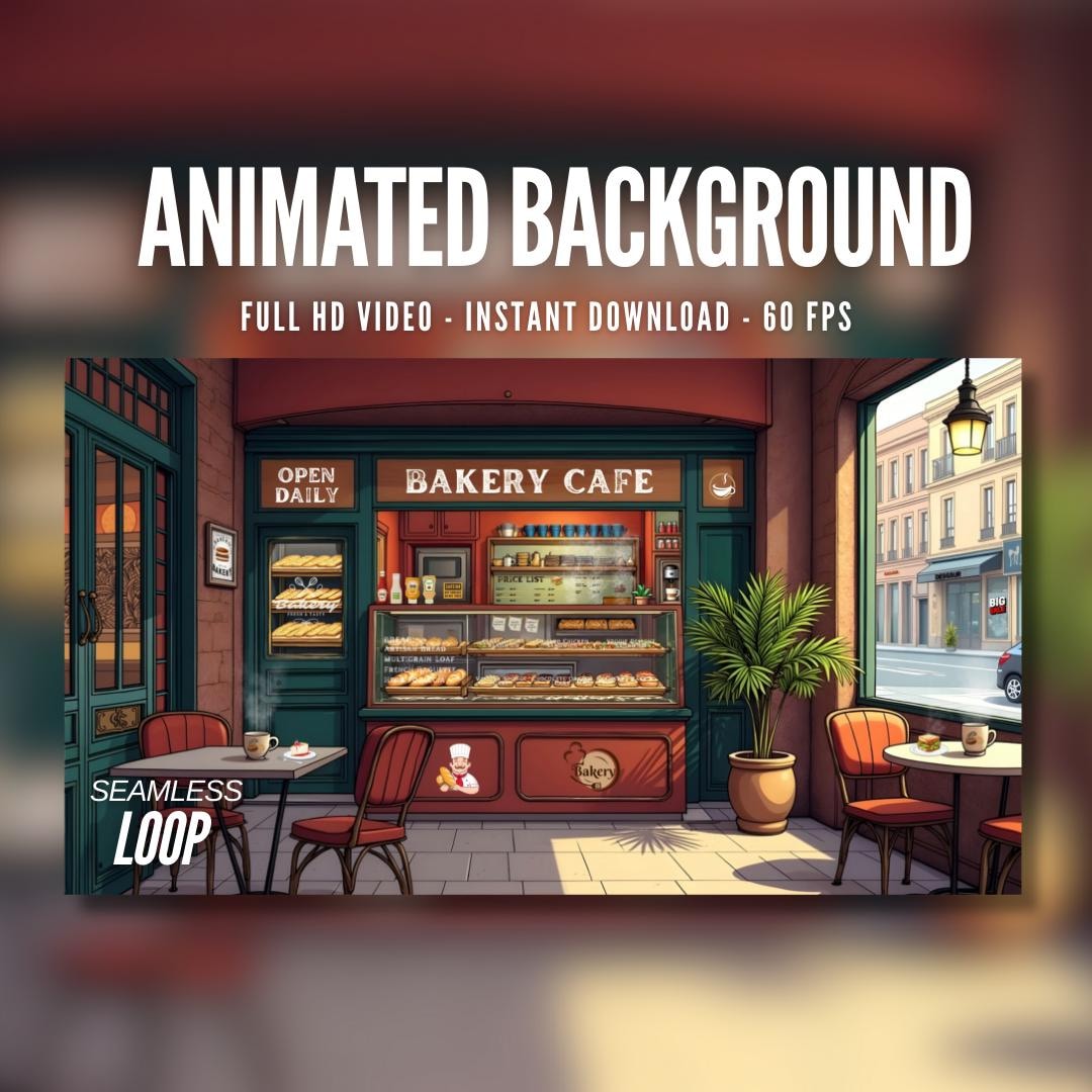 Animated Background 213 Cozy Bakery Cafe Pastries and Breads Rustic ...