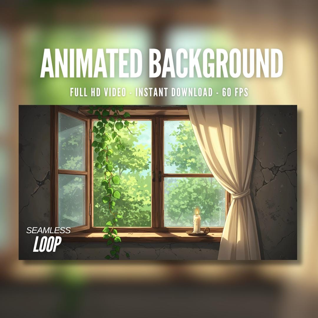 Animated Background | Sunny Window With Ivy & Candle | Light Rain ...